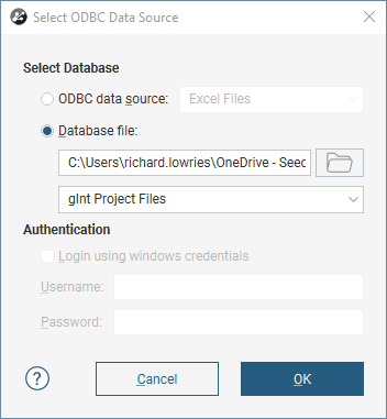 Click OK . You’ll then come to the standard table selection dialogue.