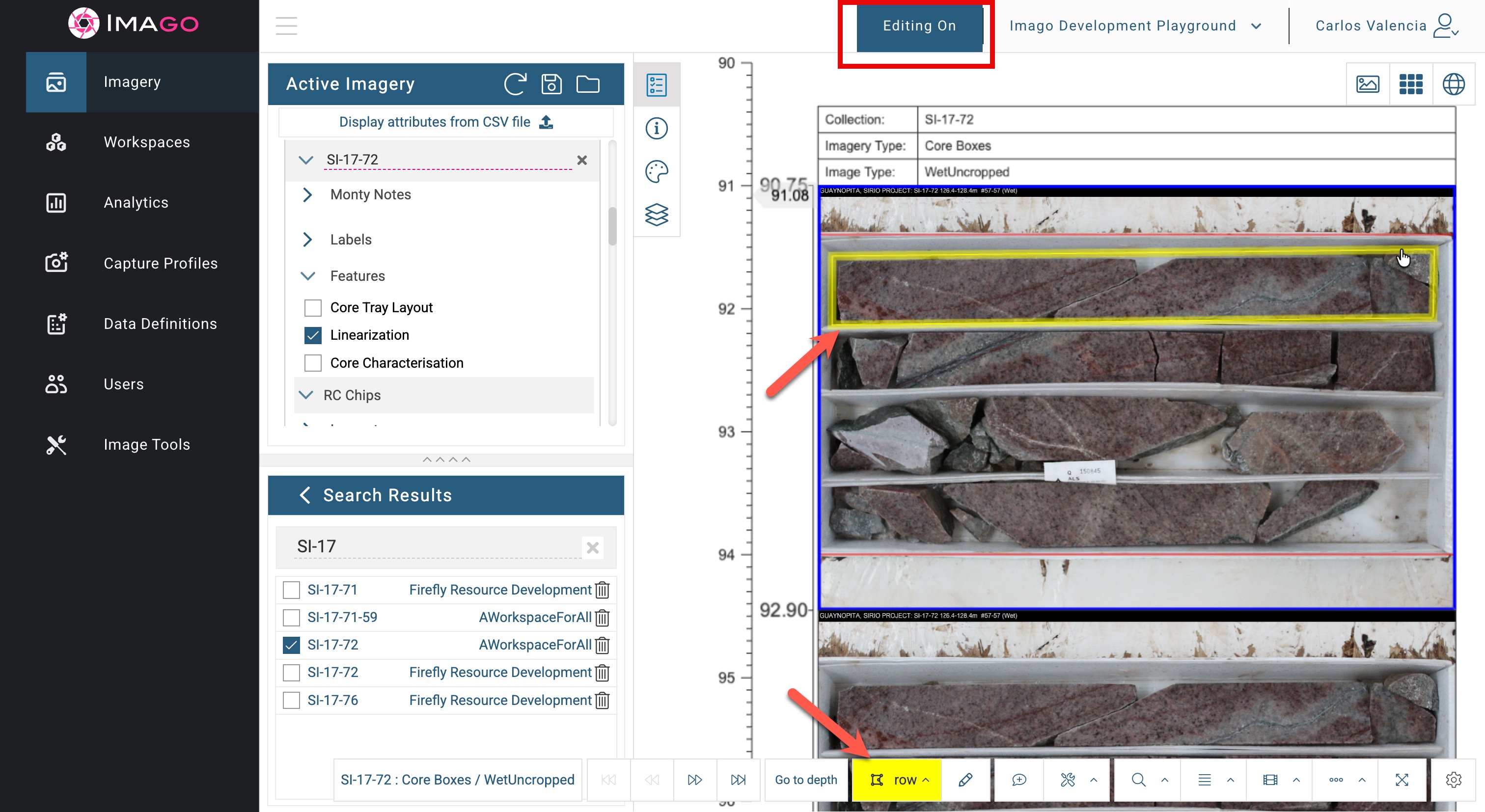Cropping rows (Select row to crop out the core rows. Ensure that rows ...