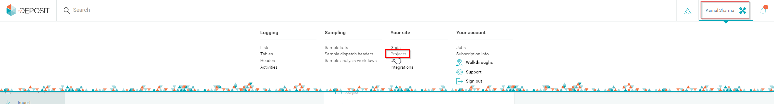 2 . Then select the Project of your choice by clicking on it.